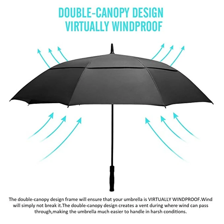 Double Canopy Golf Umbrellas - Windproof & Automatic Open