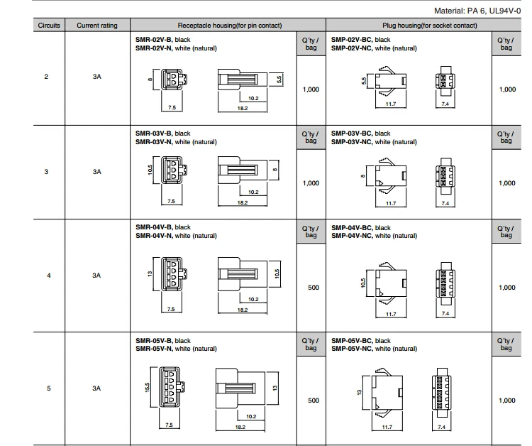 2.5mm Pitch 2 Pin SM Series Connector - Reliable Wire to Wire