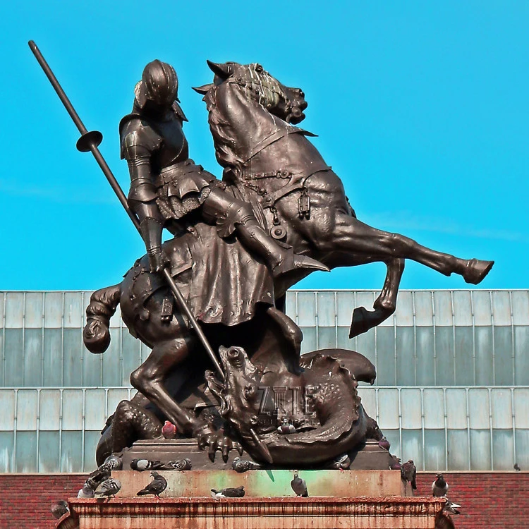 Grand Métal Bronze St George Statue Avec Dragon Sculpture - Buy St ...