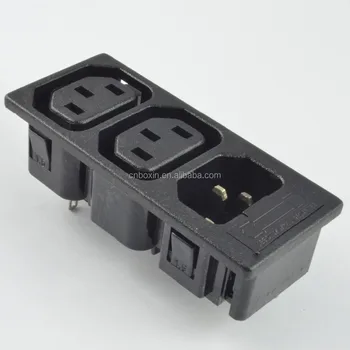 Iec 320 Electrical Male One Female 2 Socket 3 Gang With Fuse Holder 10a ...