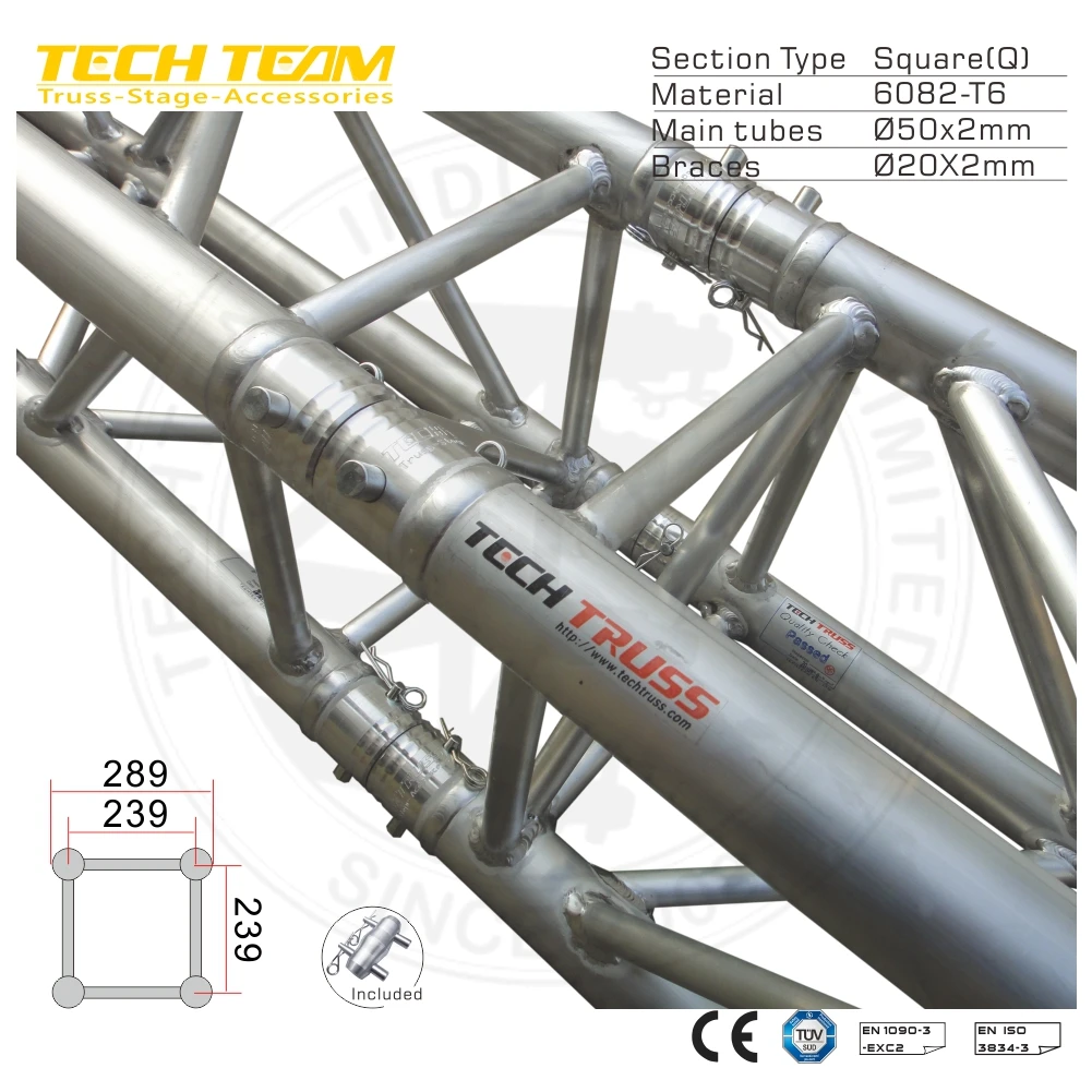 TUV Mark Certificate Aluminium Spigot Assembling Stage Truss