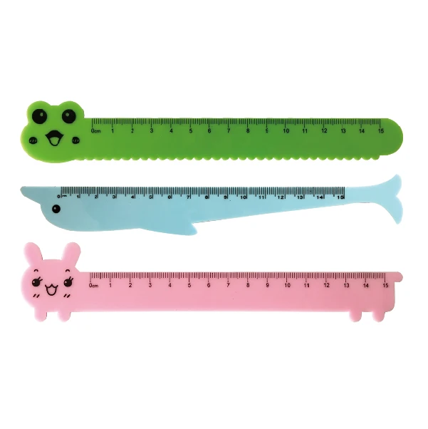 Fashion Design Kawaii Cute Animal Shape School Kids 30cm Pvc Straight ...