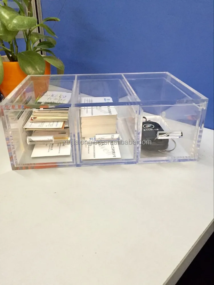 See Through Clear 3 Tier Lucite Perspex Organizer Box Acrylic Desktop ...
