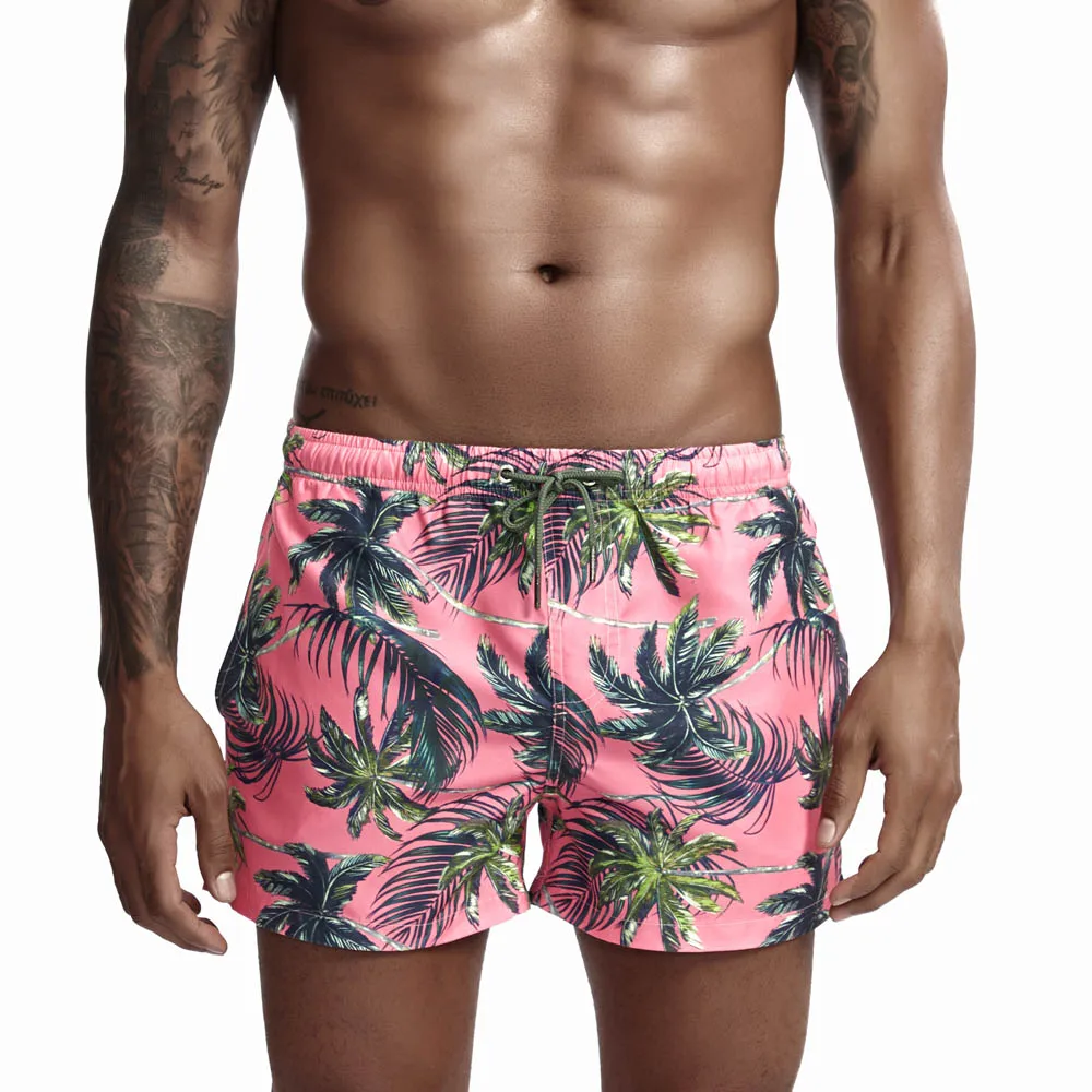 Wholesale Beach Men Wear Pink Floral Print Male Swim Swimming Trunks ...