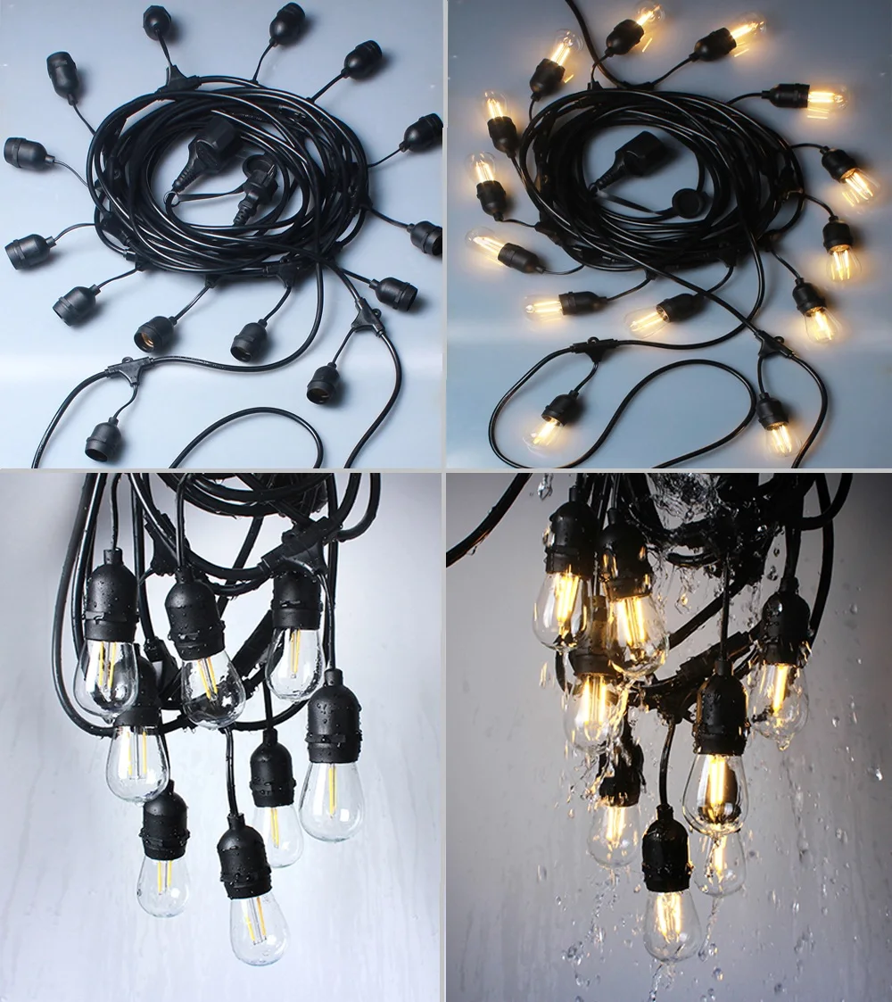 St38 24ft G40 Ball Bulb String Lights Outdoor Waterproof Garden Fairy ...