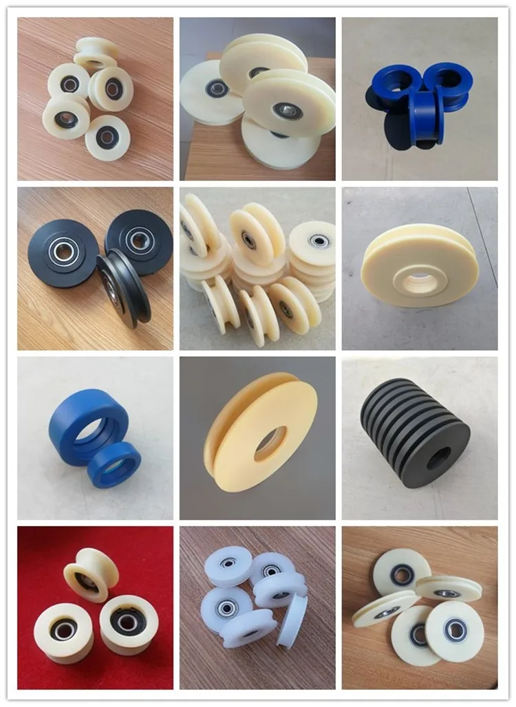 Black Plastic Nylon Sheave Pulley Roller with Bearings MC Nylon ...