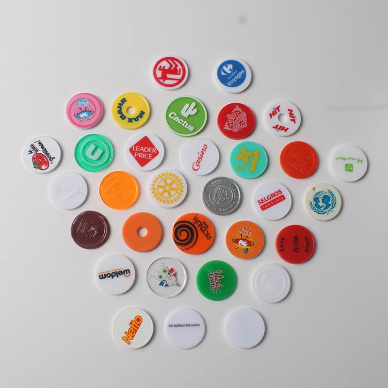 Colorful Tokens Supermarket Trolley Coin Plastic Coin With Custom Logo ...