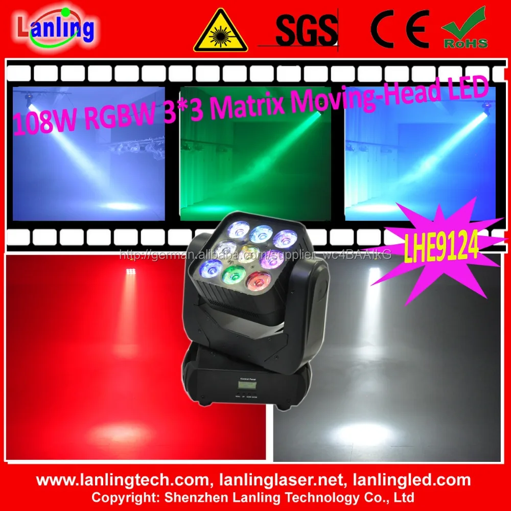 108w Rgbw 3*3 Matrix Bewegen- Kopf Led-licht Für Stage Club - Buy 3*3 Matrix Bewegen ...