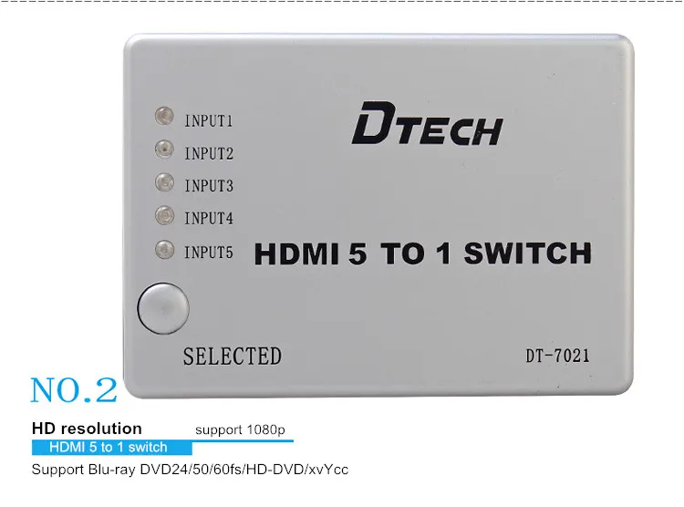 Dtech 4k 30hz Hdmi Selector Box Ir Remote Hdmi 5x1 Switcher With Audio ...