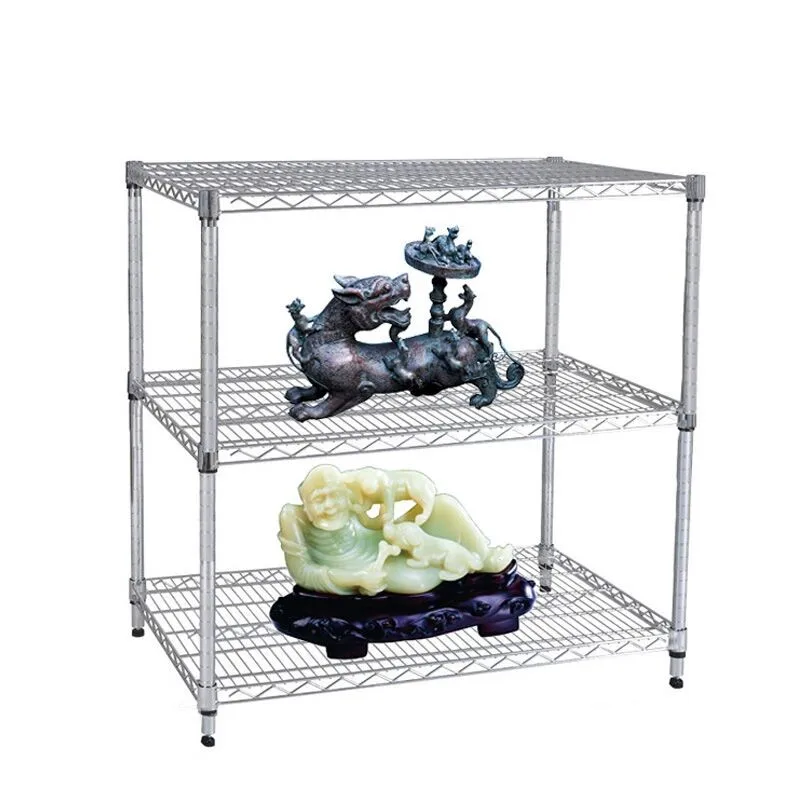 Light-duty Small Household 3 Tier Wire Shelves Chrome or Epoxy Square ...