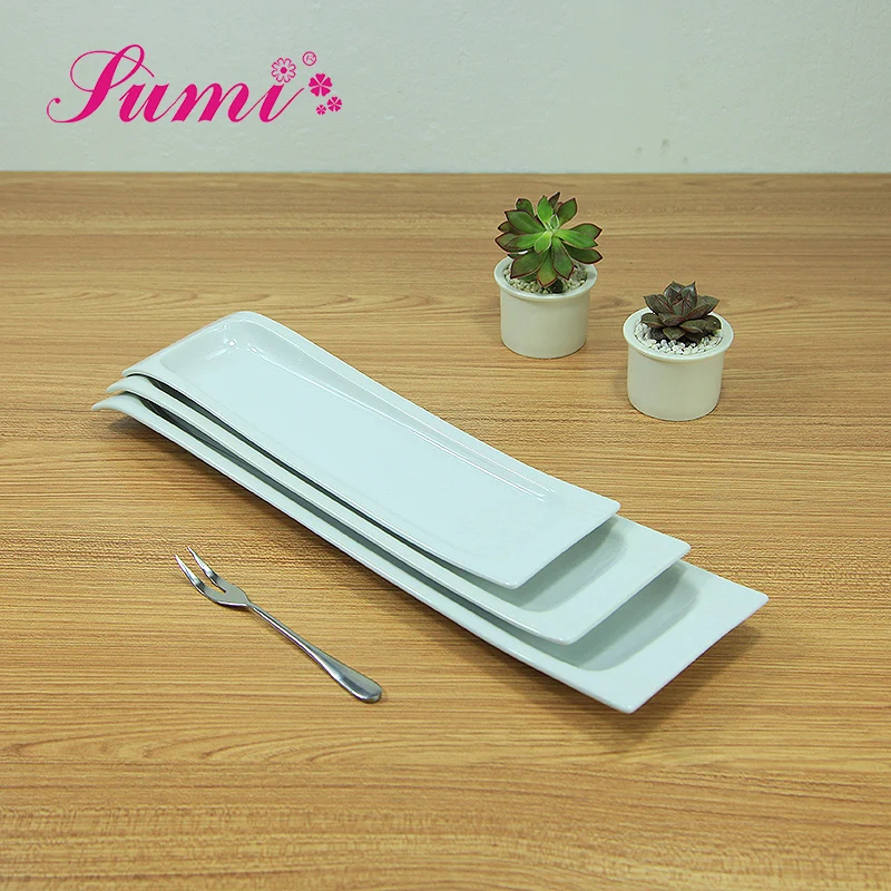 Moq 200 High Grade White Ceramic Long Rectangular Plate Use For ...