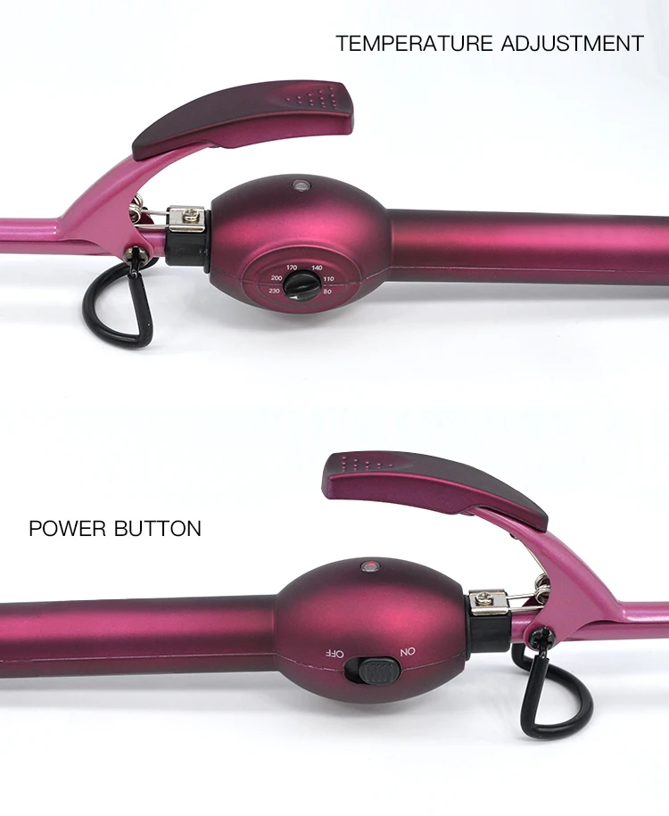 Customized 9mm Long Barrel Hair Curling Iron Ceramic Heating Super Thin ...