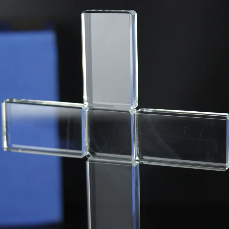 Transparent Crystal Glass Cross - Religious Ornament