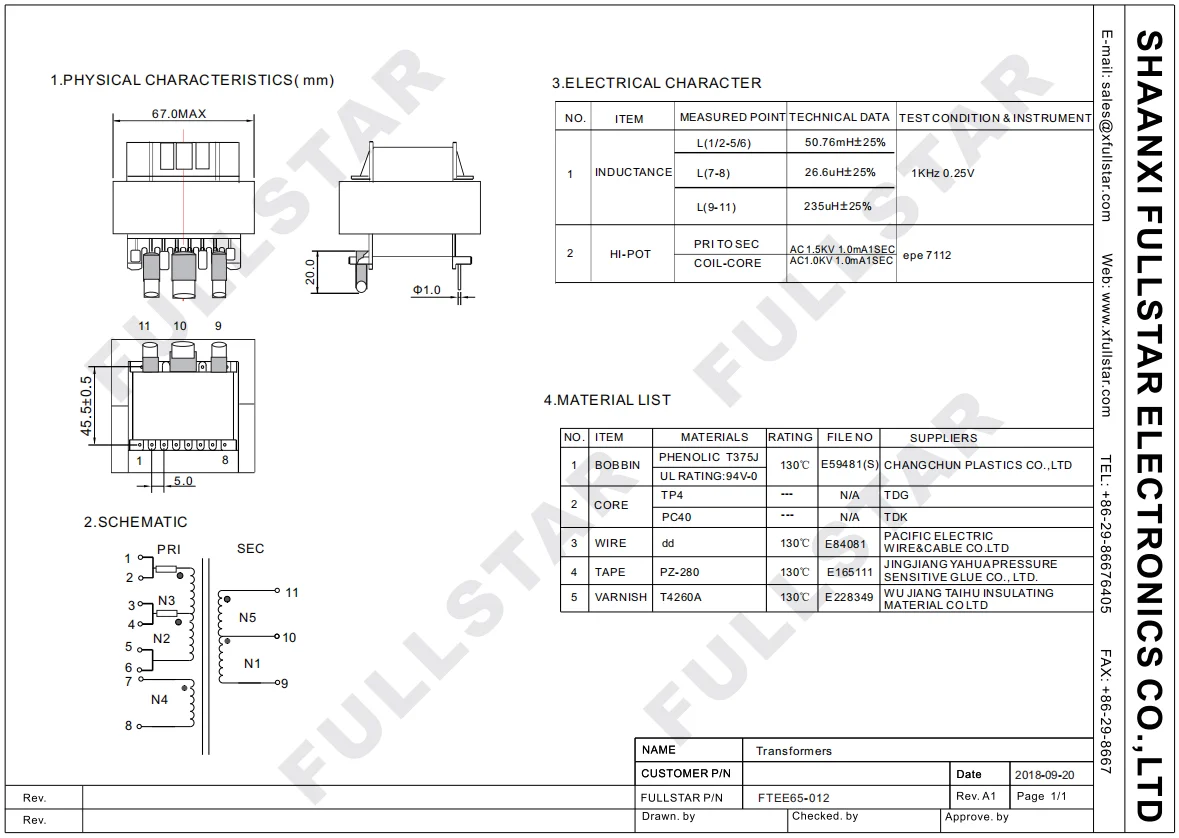 High Frequency Flyback SMPS Core Type Transformer RM8