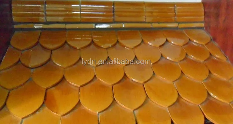 Orange Fish Scale Roof Tile Pattern For Abstract Design Plain Glazed ...