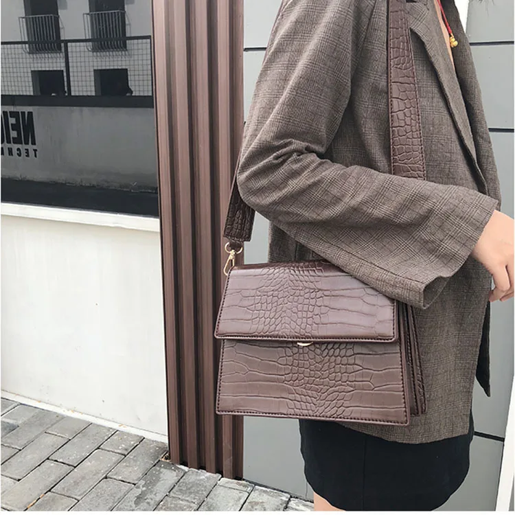 Fashion Organ Bag crocodile Pattern Ladies Leather Crossbody Bags ...