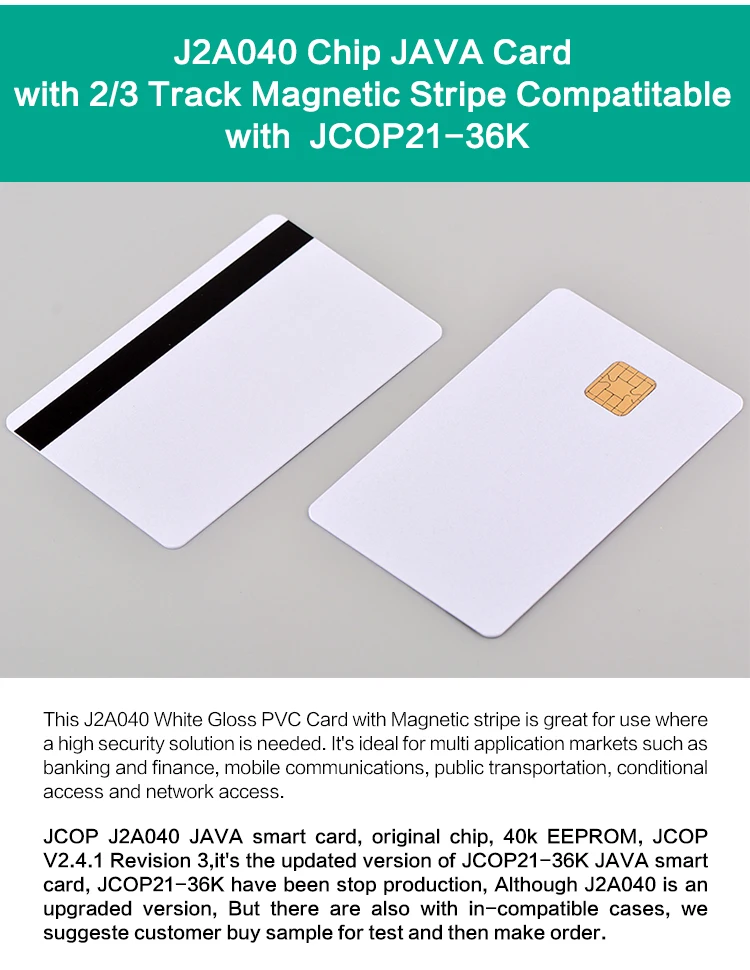 Jcop21 40K J2A040 Chip Smart Cards - Waterproof & Customizable