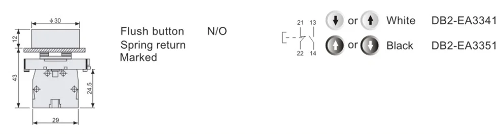 Flush Push Button Switch With Symbol 1no Or 1nc Db2-ea3361 - Buy Push Button Switch,Push Button ...