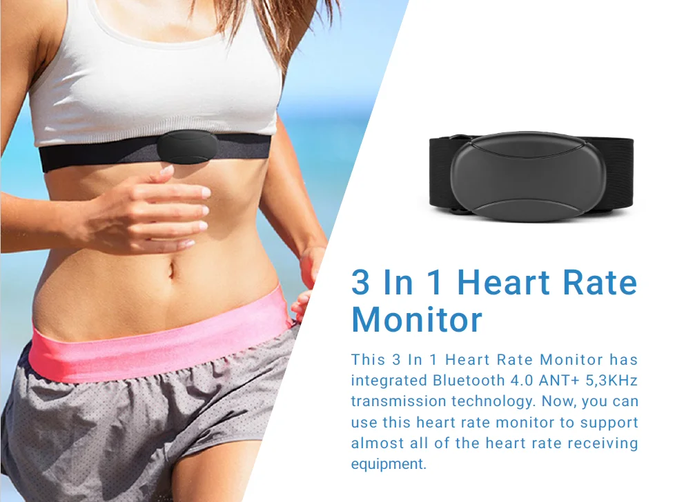 Activity& Fitness Tracker ANT+ BLE Heart Rate Monitor Sensor Dual Mode Chest Strap for Wahoo ...