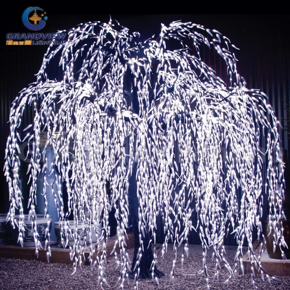 LED Artificial White Weeping Willow Tree Lights - Warm White Outdoor ...