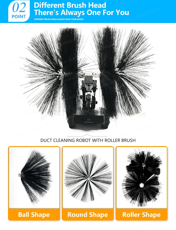 Rotobrush Round Or Ball Brushes Optional Air Duct Cleaning Robot Pipe ...