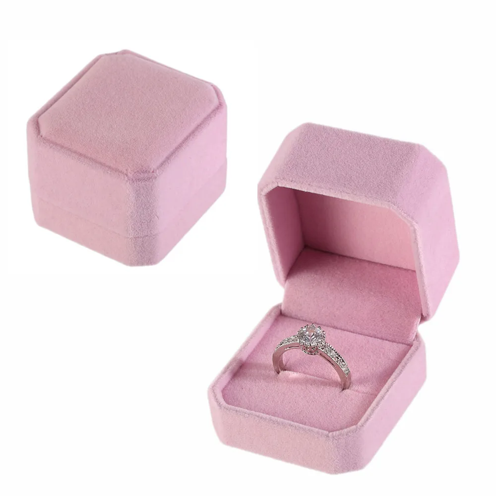 Velvet Hinged Ornament Ring Box - Elegant Jewelry Storage