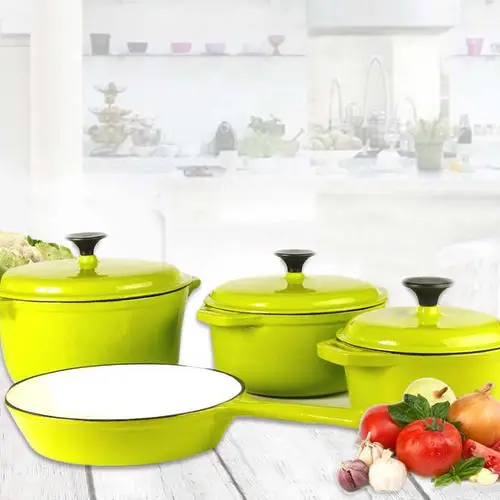 Seven 7-piece Cooking Pots And Pans Cast Iron Enamel Casserole Cookware ...