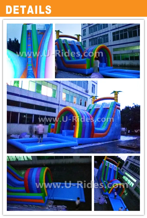 High Quality Colorful Rainbow Water Slide Inflatable Bouncer Slide ...
