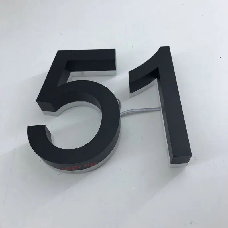 Outdoor 3D Stainless Steel LED House Numbers - Durable & Bright