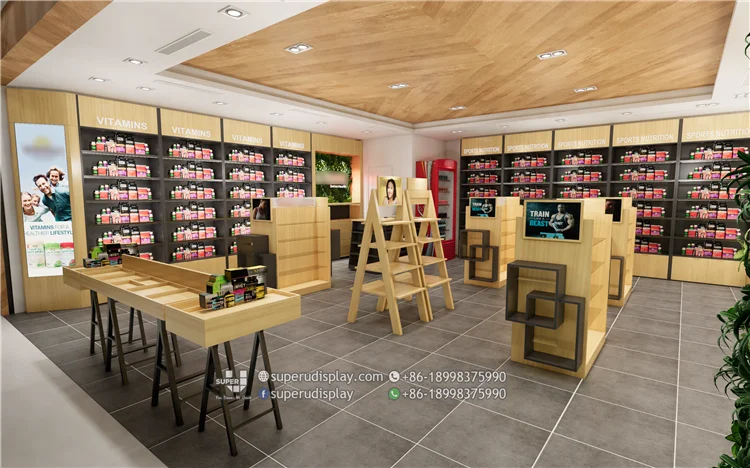 Customized Health Display Shelves for Modern Health Food Shops