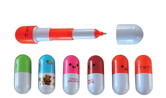 Promotional Mini Capsule Pen Vitamin Shape Retractable Plastic Custom ...