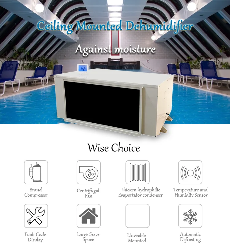 20 Kg/h Ceiling Mounted Air Dehumidifier Devices For Grow Room And ...