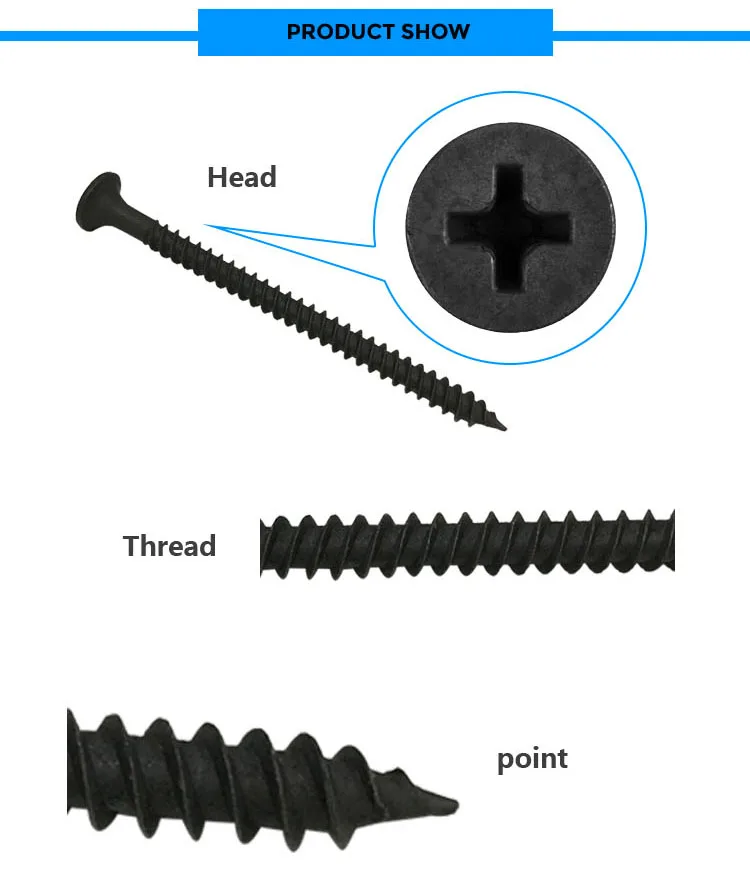 High Quality Black Fine Thread Drywall Screw Manufacturer