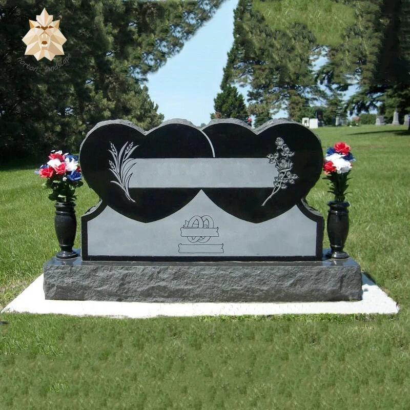 Double Heart Headstones