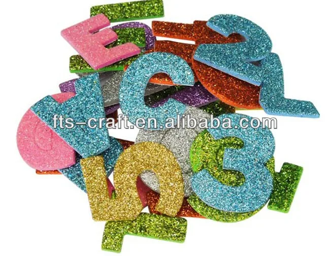 Educational Alphabet&numbers Glitter Eva Foam Stickers - Buy Glitter ...