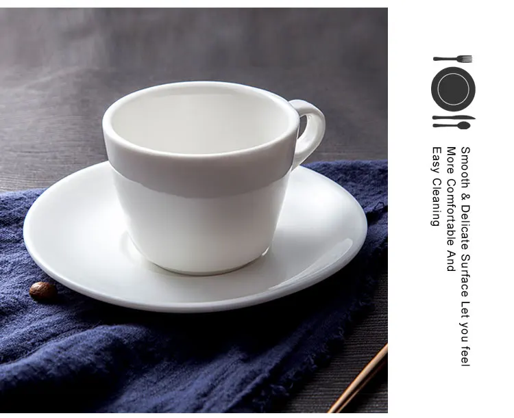Custom Plain White Ceramic Espresso Cup & Saucer Set
