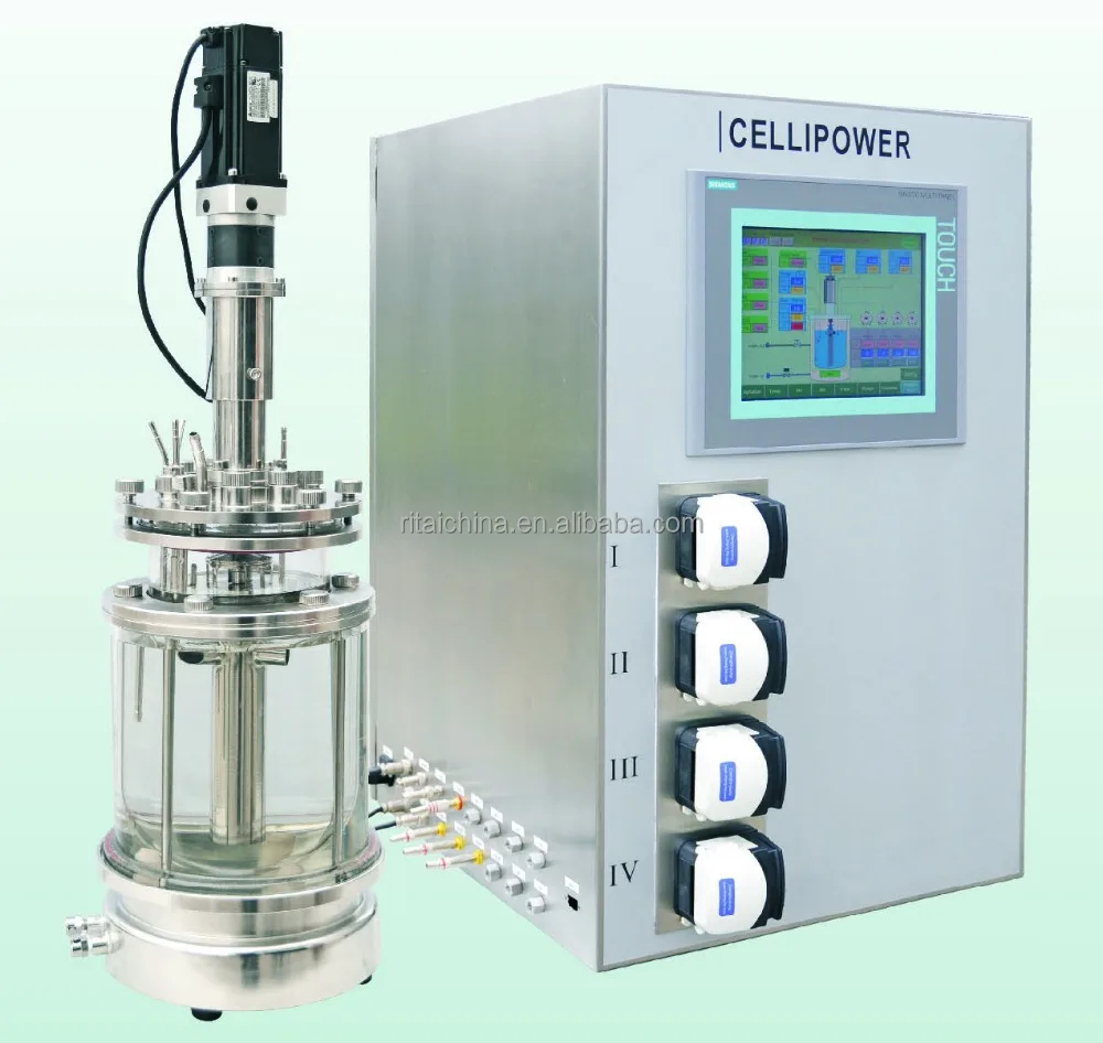 5L-10L Automatic Glass Fermenter Laboratory Bioreactor with PLC ...