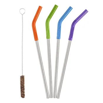Extra Long Stainless Steel Safe Straws With Removable Silicone Flex ...
