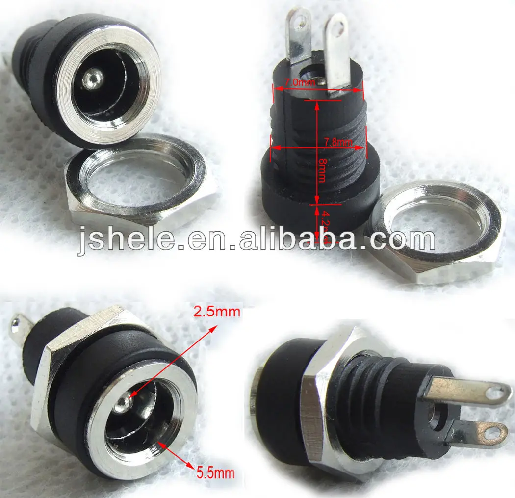 Components & Replacement Parts DC Connectors DC Power Socket 2.5mm Chassis Panel Mount Female ...