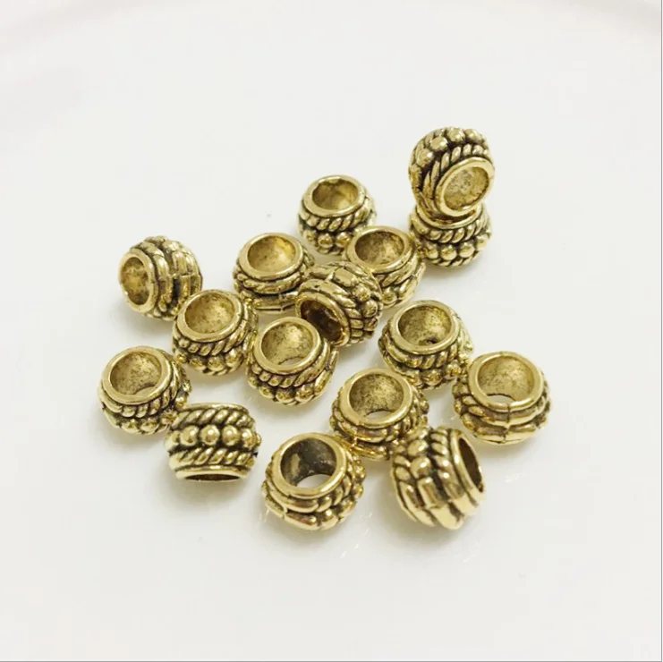 Tibetan Silver Gold Round Spacer Metal Beads Septum Spacers for Jewelry ...