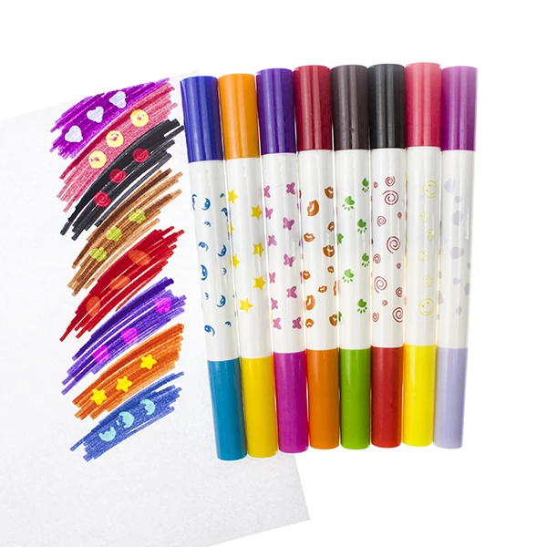 Magic Stamp Marker - 10 Color, Erasable, Dual-Side Writing