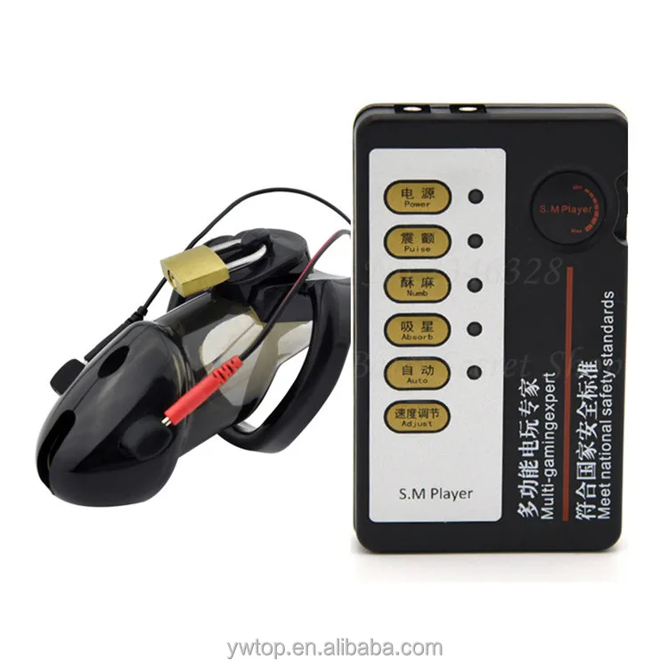 New Plastic Electric Shock Male Chastity Devices Penis Ring Electro ...