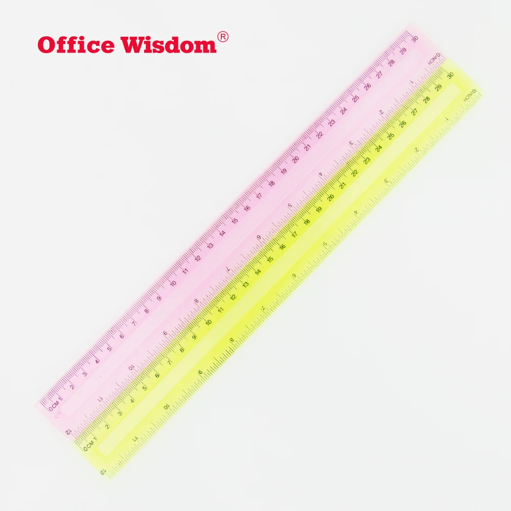 30cm Scale Plastic Ruler 12inch Colorful Straight Ruler Transparent ...