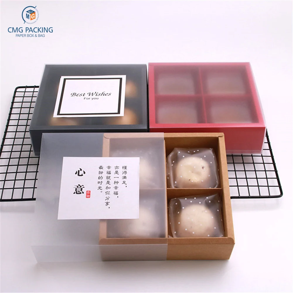 4 Cavity Kraft Mooncake Paper Box - Eco-Friendly Gift Packaging