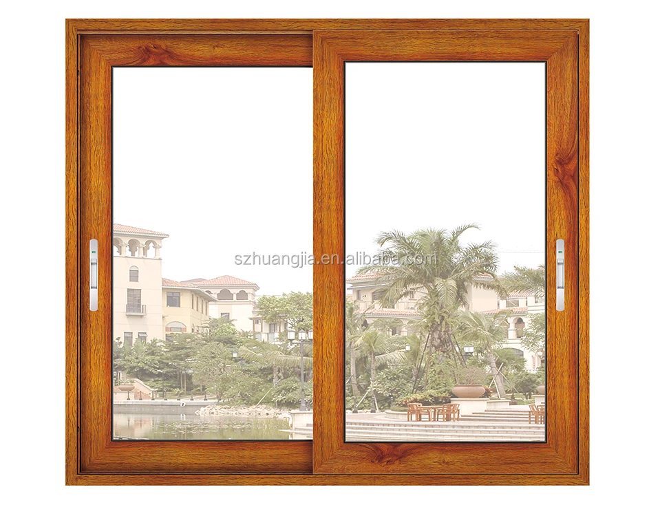 Wood Texture Aluminum Frame Horizontal Glass Sliding Window| Alibaba.com