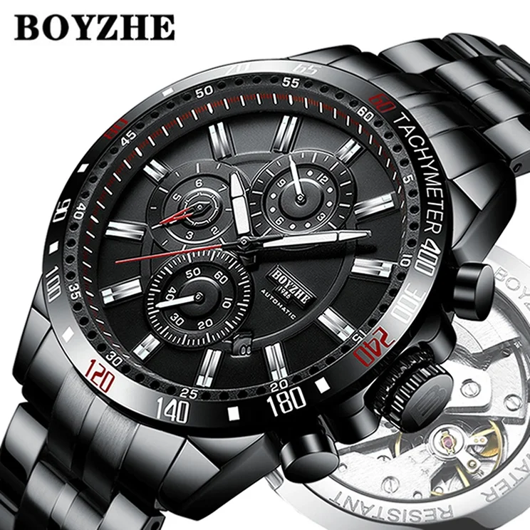 Boyzhe Luxury Brand Black Tourbillon Automatic Mechanical Movement ...