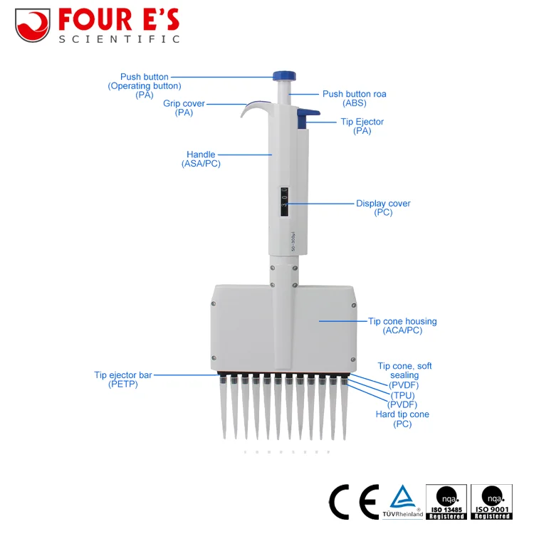 12 Channels Multichannel Pipette Accurate Lab Pipettes Laboratory - Buy ...