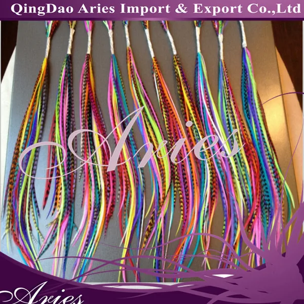 Grizzly All Bright Color Rooster Feather Hair Extension 16 Inch ...