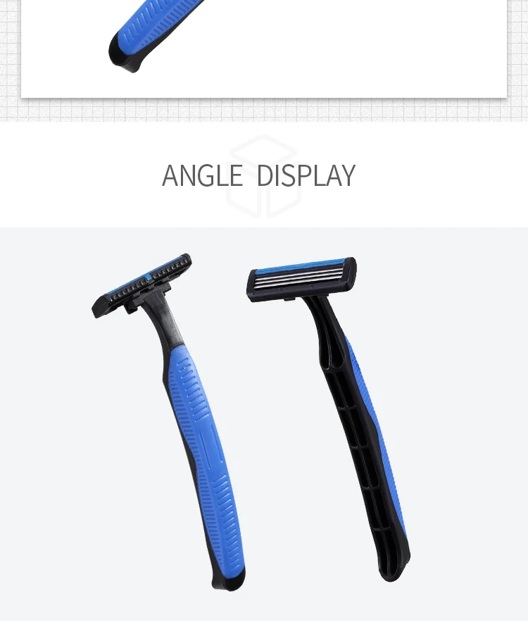 Great Style 3 Blade Razor Stainless Steel Rubber Handle Shaving Razor ...