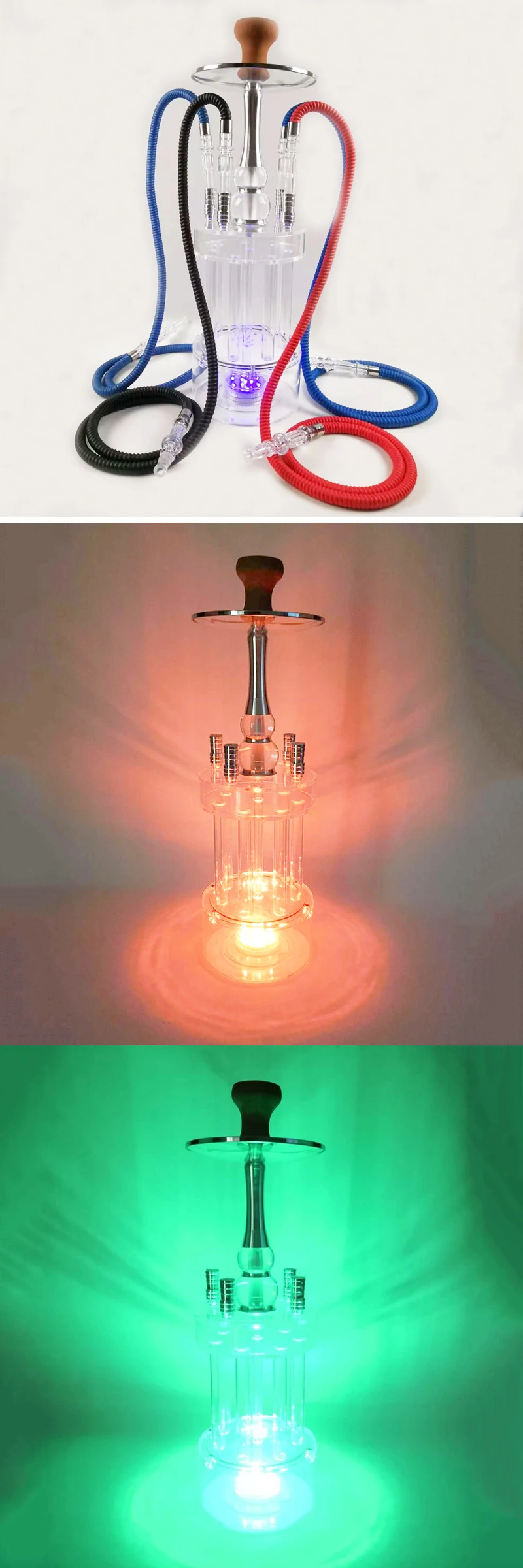 China Factory Smoke Pipe 4pipes Led Chicha Acrylic Hubbly Bubbly Shisha ...